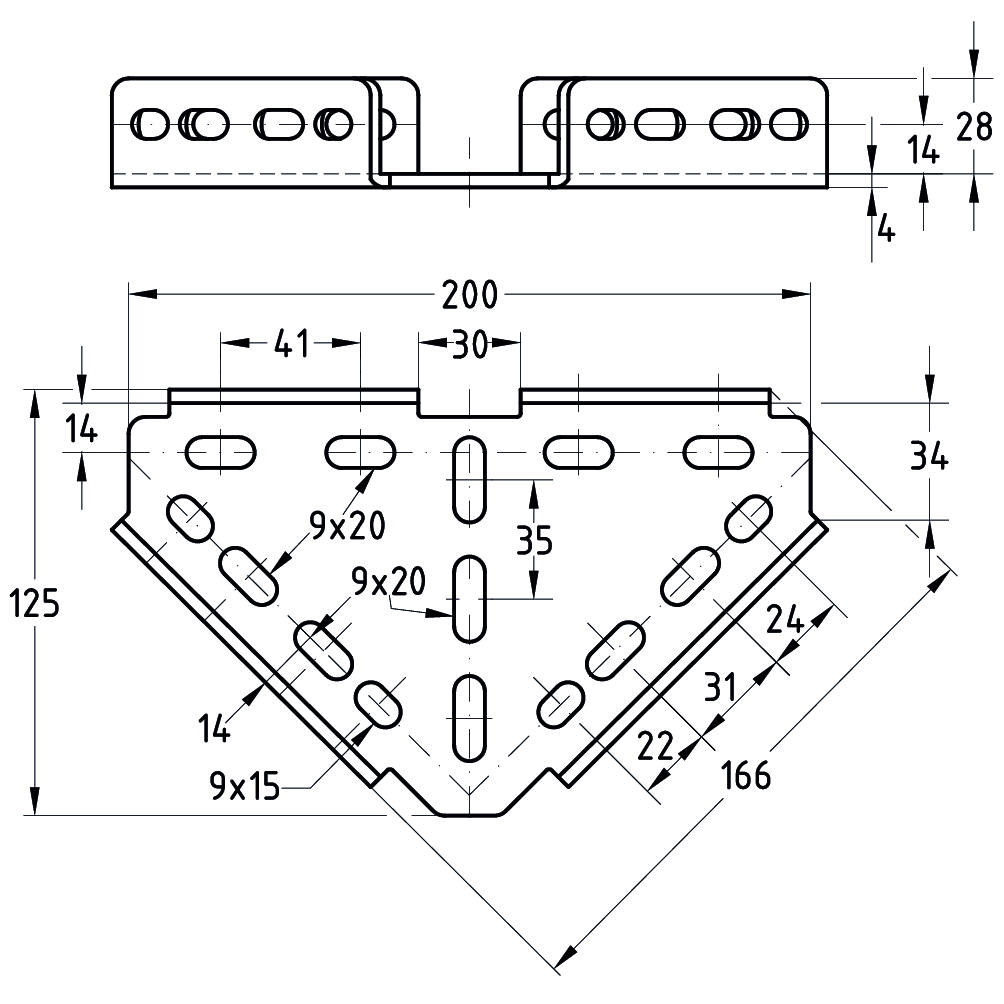 MÜPRO | Construction brackets 200 x 125 x 4 mm | galvanised