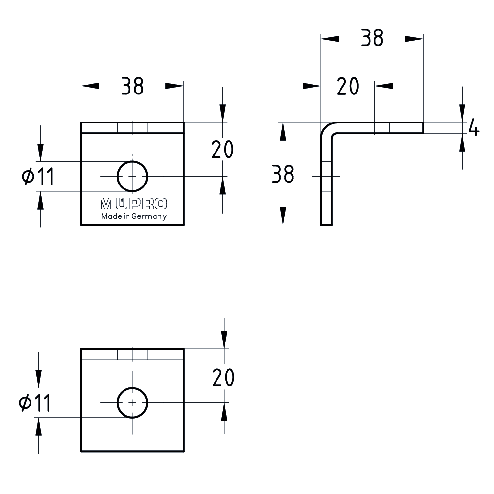 MÜPRO | Mounting angle 90° hot-dip galvanised